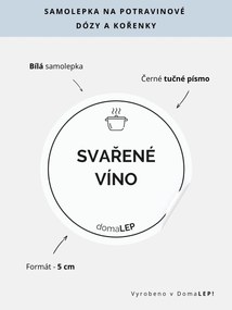 Samolepka na kořenky SVAŘENÉ VÍNO bílá 5 cm tučné písmo