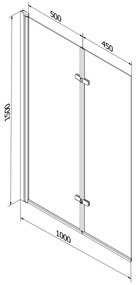 Mexen Cube obdélníková vana 170 x 80 cms pláštěm 2-křídlovou zástěnou 100 cm, Průhledné, zlatá - 550517080X9210025000