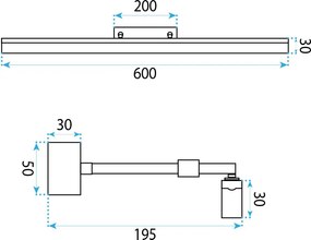 Toolight Rea, Koupelnové nástěnné LED svítidlo APP1879-1W 60cm BLACK, OSW-66034