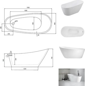 Besco Melody vana volně stojící 150 x 80 cm  sifon černá barva zlatá VANMELODY150BG1 Koupelny Bernold