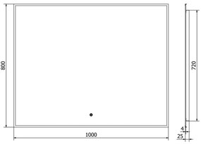 Mexen Erma, LED koupelnové zrcadlo s podsvícením a černým rámem 100x80 cm, 6000K, ochrana proti zamlžování, 9814-100-080-611-70