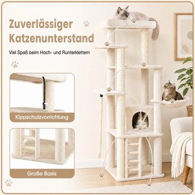 Costway Vícepatrové škrabadlo pro kočky 194 cm, béžové