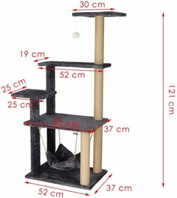 Škrabadlo pro kočky - Věž s houpacím křeslem 5 pater 121 cm SPRINGOS PA1047