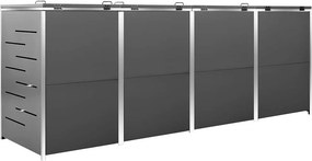 Přístřešek na čtyři popelnice 276,5x77,5x115 cm nerezová ocel 149557