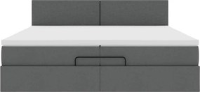 Osmanský rám postele s matrací tmavě šedá 200x200 cm textil 3311402