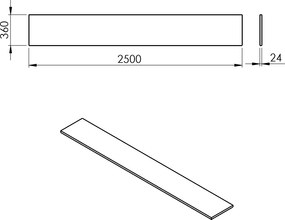 Sapho PLATO deska Rockstone 2500 x 24 x 360 mm bílá mat PL256-0101