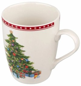 Altom Porcelánový hrnek s víčkem a sítkem Christmas tree, 300 ml