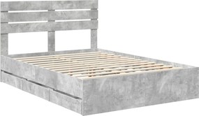 Rám postele s čelo Betonově šedá 150 x 200 cm Inženýrské dřevo 3411496