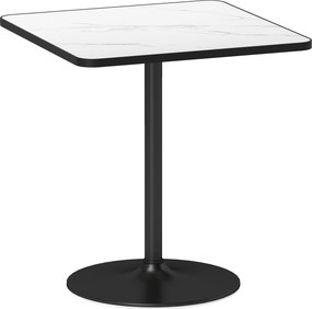HOMCOM Jídelní stůl pro 4 osoby v moderním stylu s bílým mramorovým efektem a kulatým podstavcem, 70 x 70 cm, bílý