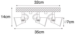 Rustikální bodové světlo černé se dřevem 3-světlo nastavitelné - Jelle