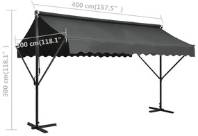 vidaXL Marketos Volně stojící markýza 400 x 300 cm antracitová
