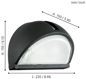 EGLO 89767 - Venkovní nástěnné svítidlo ONJA 1xE27/60W černá IP44
