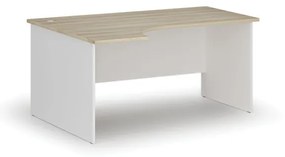 Kancelářský rohový pracovní stůl PRIMO WHITE, 1600 x 1200 mm, levý, bílá/dub přírodní