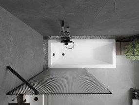 Mexen Next, vanová zástěna 1-křídlová 90 x 150 cm, fixní křídlo, 6 mm sklo s pruhy, černý profil, 895-090-000-00-09-70