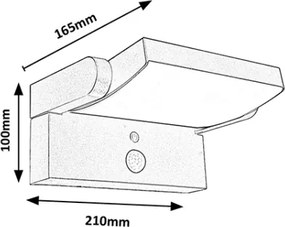 Brilagi -LED Solární nástěnné svítidlo se senzorem ANKLE LED/10W/3,7V 3000K IP65