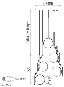 ACB Iluminacion Závěsné svítidlo MAUI 5 ø 48 cm Barva: Černá