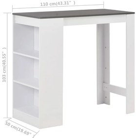 vidaXL 280216 Marketos Bar Table with Shelf White 110x50x103 cm