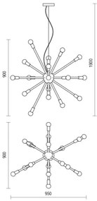 Redo 01-2935 - Lustr na lanku STELLAR 18xE14/25W/230V zlatá