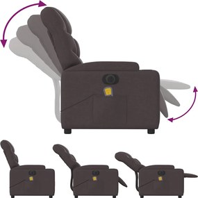 Elektrické masážní polohovací křeslo tmavě hnědé textil 3204589