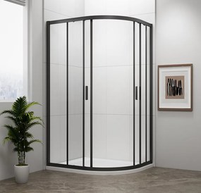 Polysan Polysan, EASY BLACK čtvrtkruhová sprchová zástěna 1200x900mm, L/R, čiré sklo, EL2715B