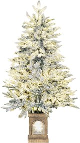HOMCOM Umělý vánoční stromek, vzhled pokrytý sněhem, 100 LED, 8 režimů, plast