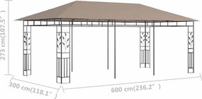 Altán s moskytiérou 6 x 3 x 2,73 m taupe 180 g/m² 312253