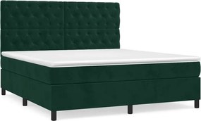 Box spring postel s matrací tmavě zelená 160x200 cm samet 3143214