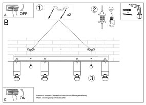 Černé stropní svítidlo Sollux Toscana