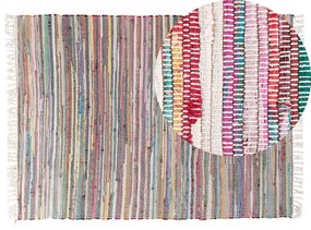 Krátkovlasý světlý barevný bavlněný koberec 140x200 cm DANCA Beliani