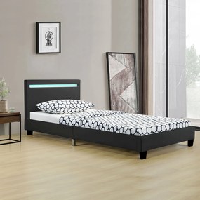 Goleto Čalouněná postel Verona s LED osvětlením 90 x 200 cm | černá