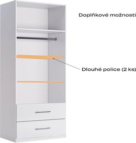 Skříň 2dv 2šu bez zrcadel, série N bílý lesk Family
