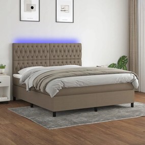 Fionshop 264253513 Box spring postel s matrací a Led taupe 160x200 cm tex