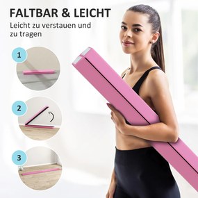 SPORTNOW 236 cm skládací kladina, přenosná gymnastická kladina, protiskluzová kladina, gymnastická a balanční kladina do 80 kg, pro děti od 3 let, vn…