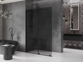 Mexen Velar, sprchová zástěna s posuvnými dveřmi Walk-in 150 x 200 cm, 8mm šedé sklo, černá matná, 871-150-000-43-70