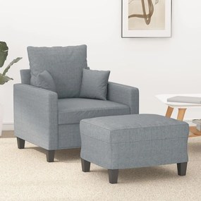 Křeslo s podnožkou světle šedé 60 cm textil 3201081
