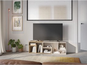 Bílý/v přírodní barvě rohový TV stolek v dekoru dubu 145x45x35 cm Glina – Marckeric