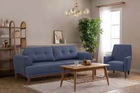 Hanah Home Třímístná pohovka BALERA s křeslem tmavě modrá 223 cm