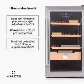 Klarstein El Presidente 48, humidor na doutníky, 48 l, 3 zásuvky, 1 přihrádka z cedrového dřeva