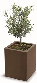 Plastový květináč CUBLASO SQUARE MIDL 29 cm hnědý