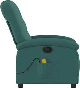 Masážní křeslo s polohovacím mechanismem, tmavě zelené, látkové 3205872