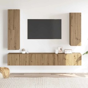 Sada 4 kusů nástěnné TV skříňka dub artisan kompozitní dřevo 3329154