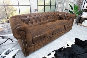 Luxusní troj-sedačka Chesterfield Vintage hnědá