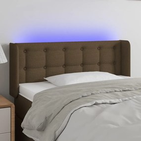 Čelo postele s LED tmavě hnědé 93 x 16 x 78/88 cm textil