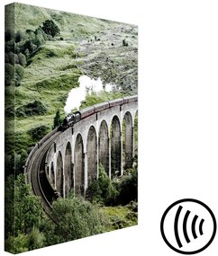 Obraz Cestování časem (1-dílný) svislý - krajinářský pohled na most s vlakem