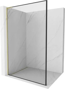Mexen Kioto L, sprchová zástěna Walk-In 120 x 200 cm, 8mm čiré sklo černý vzor, ​​zlatý matný profil, 800-120-103-55-70