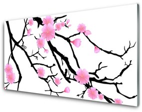 Obraz na skle Stonky Květiny Umění 125x50 cm