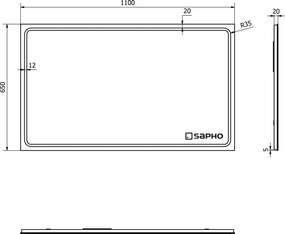 Sapho Sapho, GEMINI LED podsvícené zrcadlo 1100x650mm, GM110