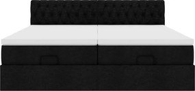 Osmanský rám postele s matrací černý 200x200cm textil 3312024