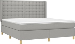 Box spring postel s matrací a LED světle šedá 180x200 cm textil 3139213