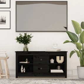 TV skříňka černá 103 x 36,5 x 52 cm masivní borové dřevo